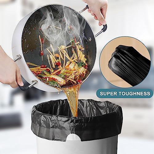 Small Trash Bags Drawstring, Extra Strong 4 Gallon Garbage Bags, Unscented Trash Bags fit Kitchen Bathroom Office Cat Litter, JUKFITA Trash Can Liners, Dark 60 Count