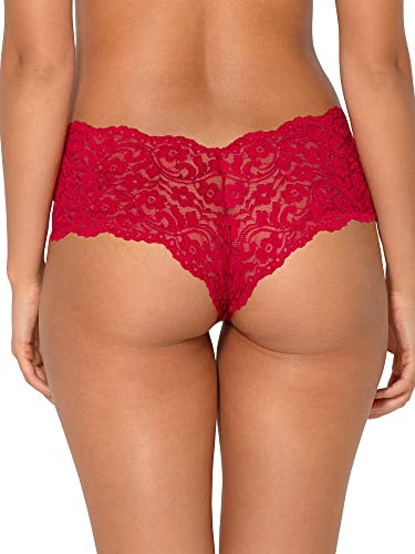 Smart & Sexy womens Signature Lace Cheeky Panty 2 Pack Underwear, No No Red/Black Hue, 8 US