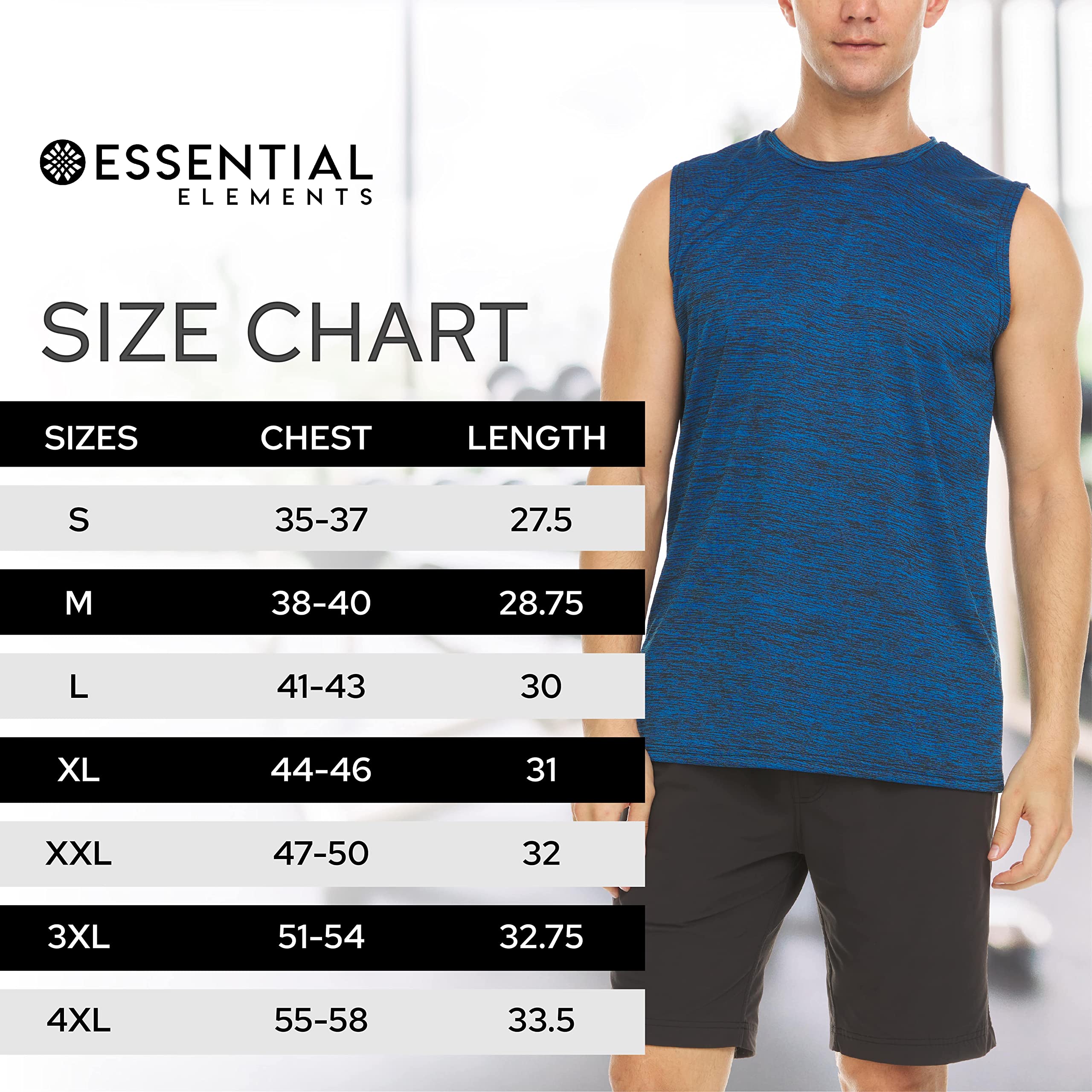 Essential Elements 5 Pack: Men's Active Quick-Dry Athletic Workout Training Gym Muscle Sleeveless Tank Top