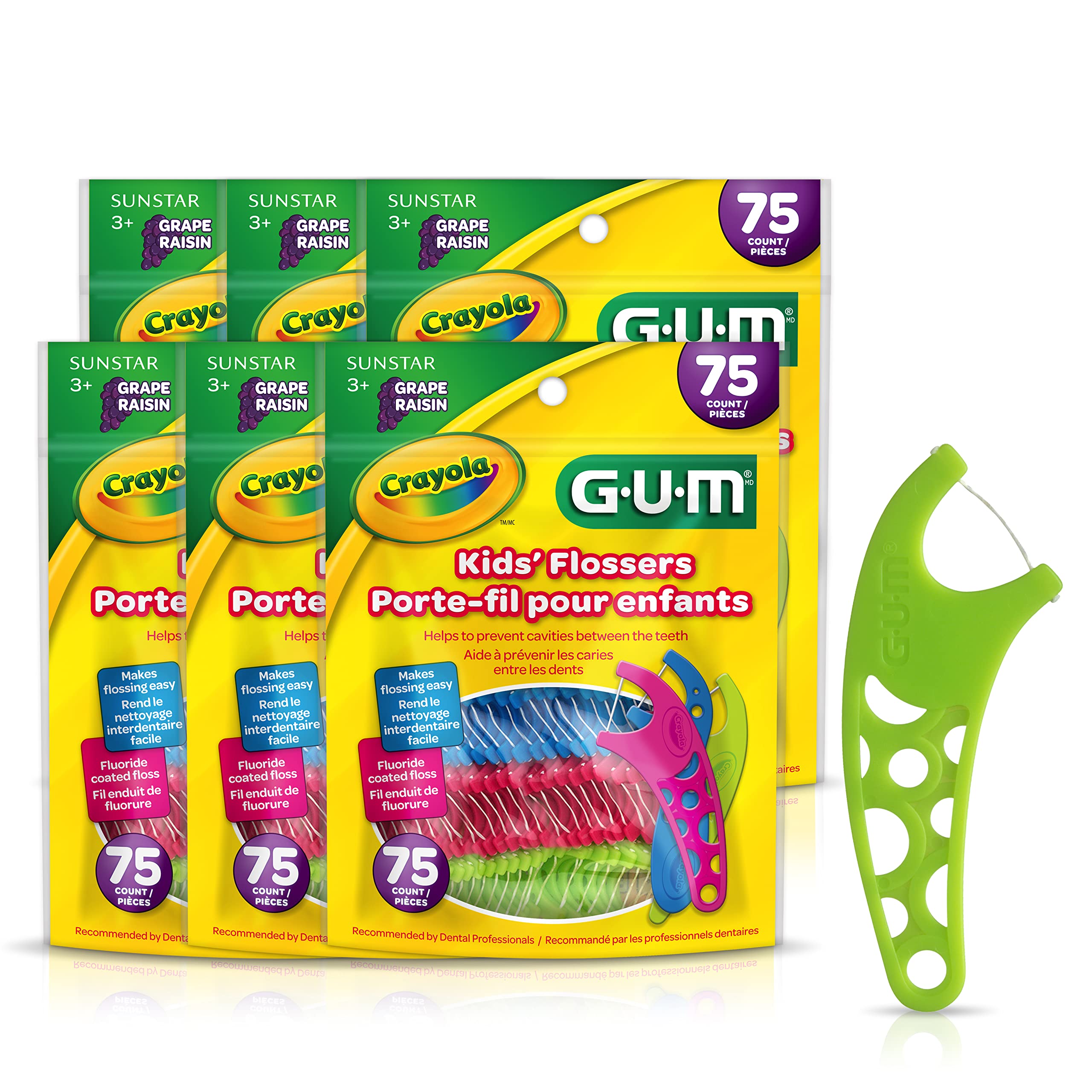 GUM - 70070942306514 Crayola Kids? Flossers, Grape, Fluoride Coated, Easy Grip Handle & Tom's of Maine ADA Approved Fluoride Children's Toothpaste, Natural Toothpaste, Dye Free, No Artificial