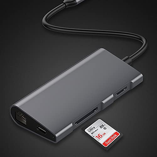 Hub Dock Adapter USB C Docking Station 8-in-1 USB C Hub Adapter for PC Laptop with HDMI, Ethernet, 3 USB 3.0, 60W PD, SD/TF Card Reader Computer Accessories