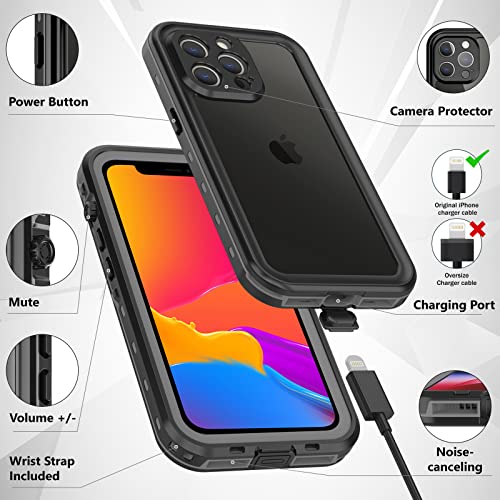 MAXCURY Waterproof Case for iPhone 13 Pro Max, Heavy Duty Shockproof Case Built in Screen Protector for Men & Women, Full Body Protection Apple Cover for 13ProMax 6.7 inch Phone (Black)
