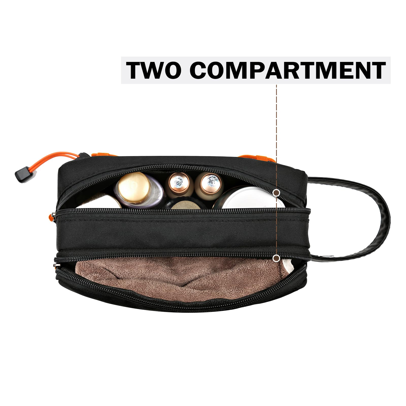 Droombouw Travel Toiltery Bag for Men Hanging Strap Shaving Bag Dorm Essential (Orange-1)