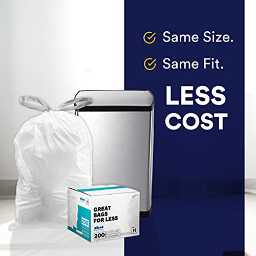 Plasticplace simplehuman (x) Code X Compatible (200 Count)│White Drawstring Garbage Liners, 21 Gallon / 80 Liter │ 26" x 34.75"