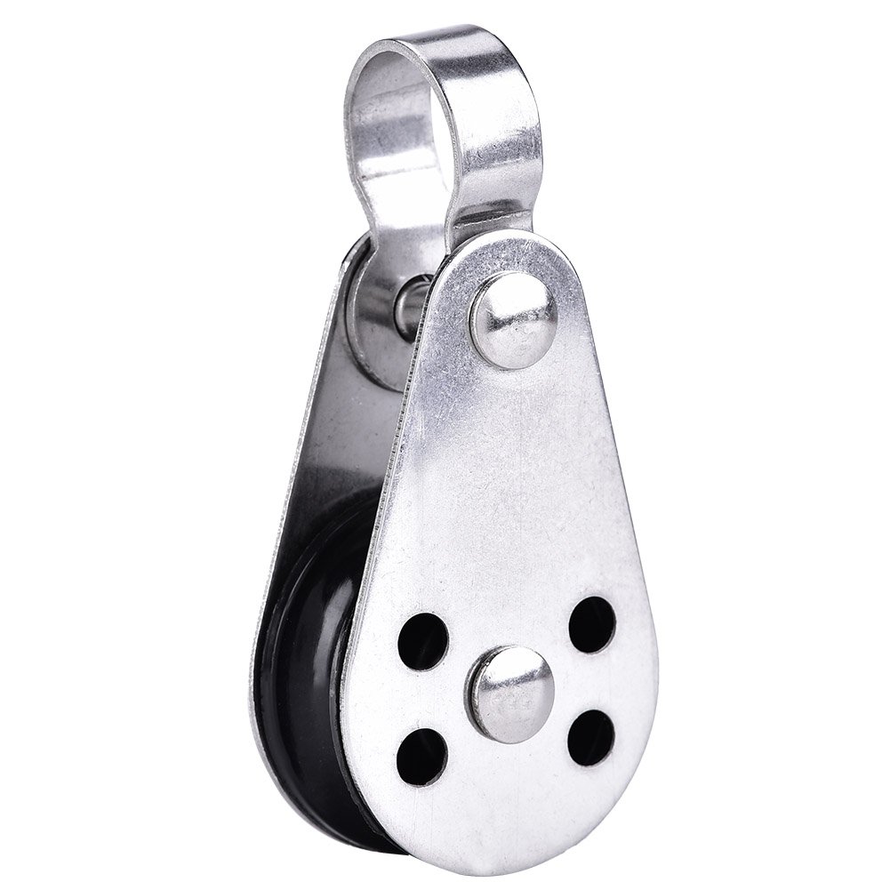 Dilwe Rope Pulley Block, Stainless Steel Single Pulley Block Kayak Canoe Boat Anchor Trolley Kit for Boating Sailing