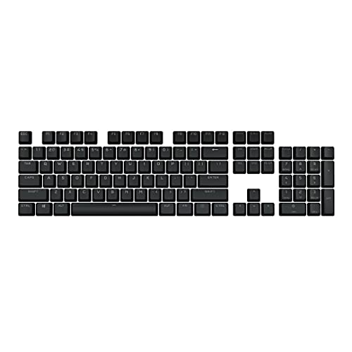 Corsair PBT Double-Shot PRO Keycap Mod Kit – Double-Shot PBT Keycaps – Onyx Black – Standard Bottom Row – Textured Surface – 1.5mm-Thick Walls – O-Ring Dampeners