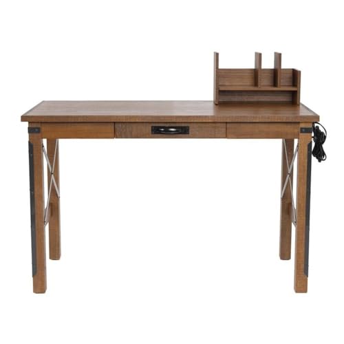 OS Home and Office Furniture Model 33248 Wood Veneer Industrial Collection 24 by 48 Desk with USB Ports