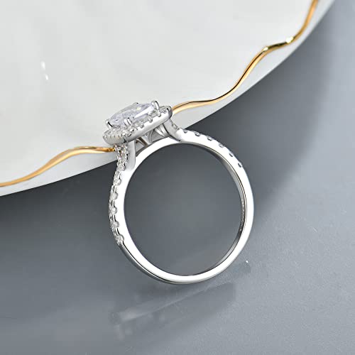 Fahonie 18K White Gold Plated Engagement Ring 925 Sterling Silver cut 5A Cubic Zirconia Wedding Engagement Promise Eternity Ring for Women(Size6)