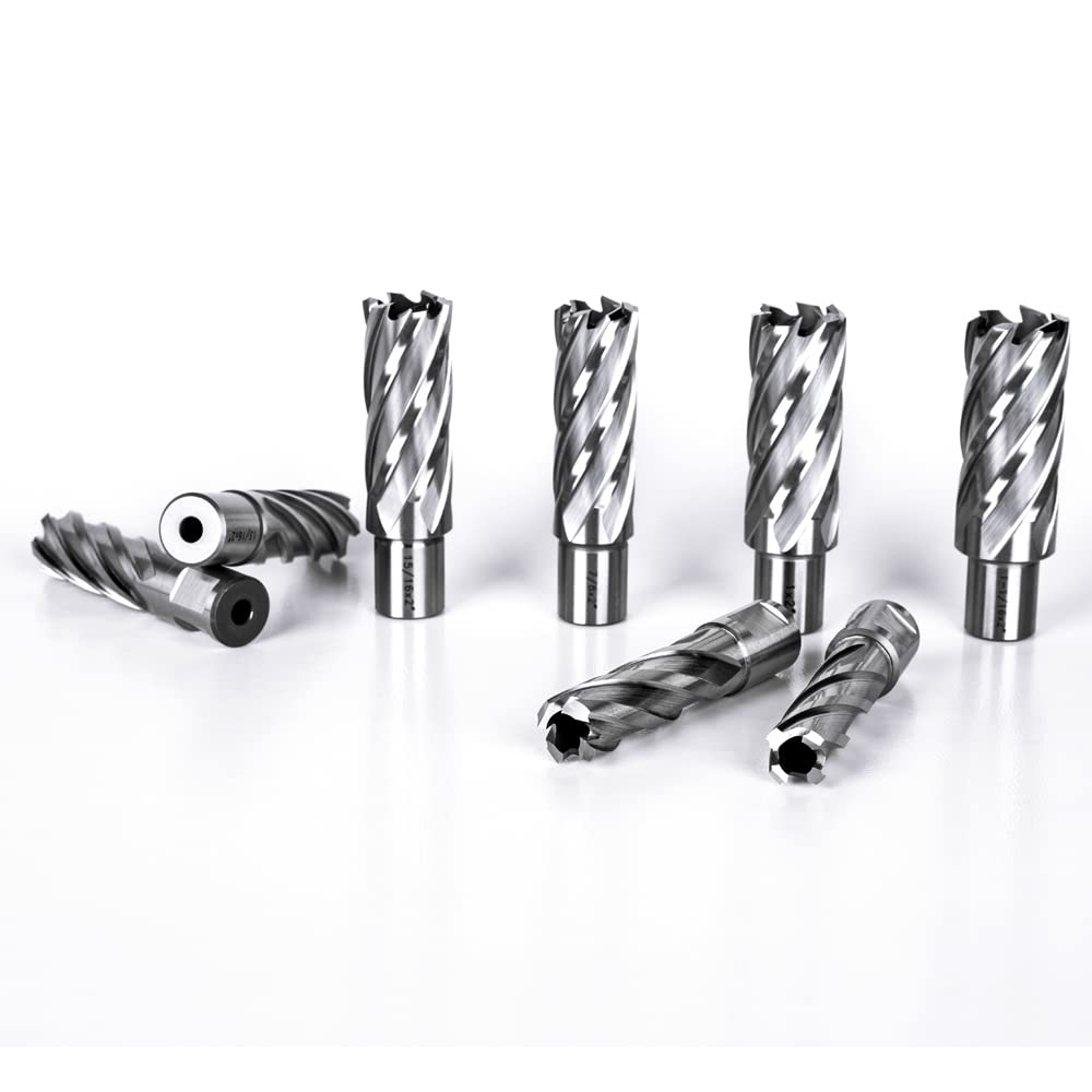 OSCARBIDE Annular Cutter Set 13pieces,2"Cutting Depth,3/4"Weldon Shank and 7/16 to 1-1/16 inch Cutting Diameter Mag Drill Bits for Magnetic Drill Press with 2pcs Pilot Pins