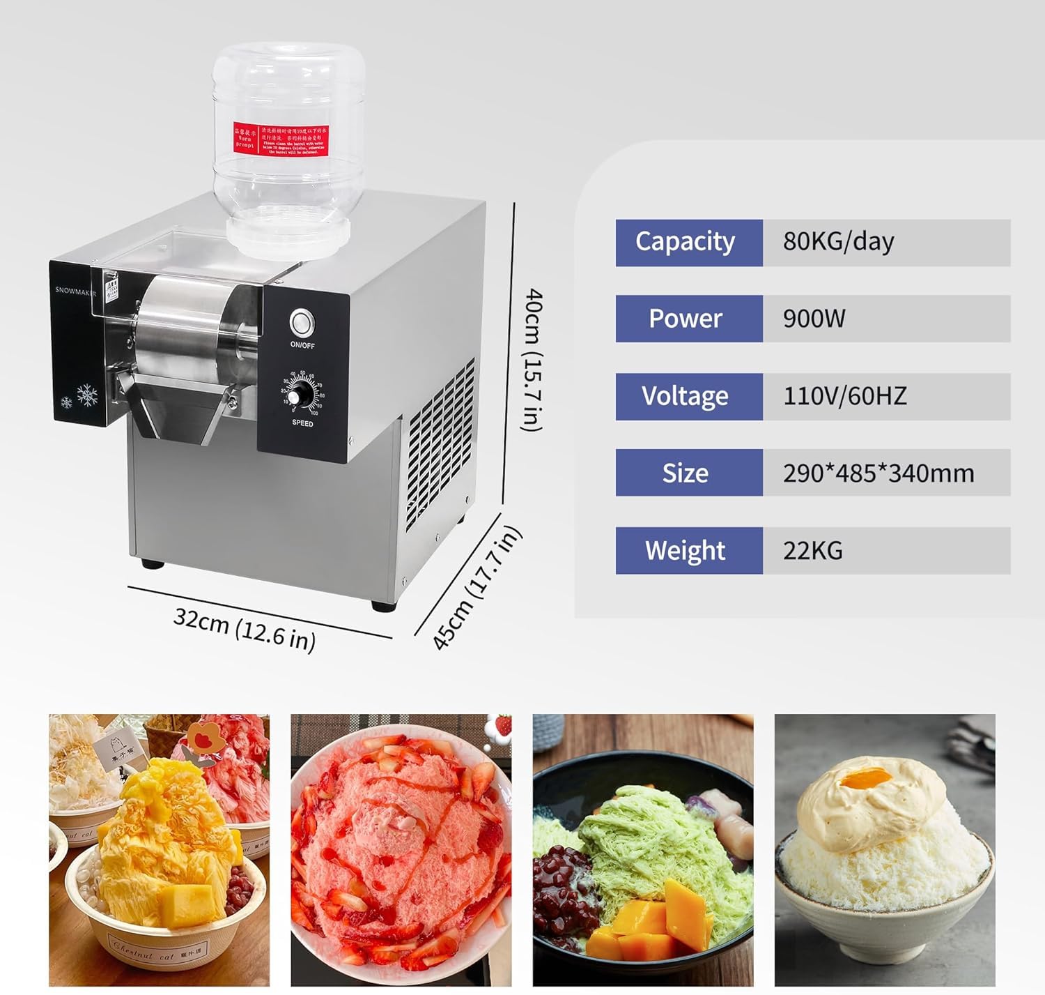 Mvckyi Snowflake Shaved Ice Machine, 176lbs/day Korean Ice Shaver Machine, Commercial Snowflake Ice Maker Machine, Snow Cone Machine, Easy Operation, Air Cooling, for Bar