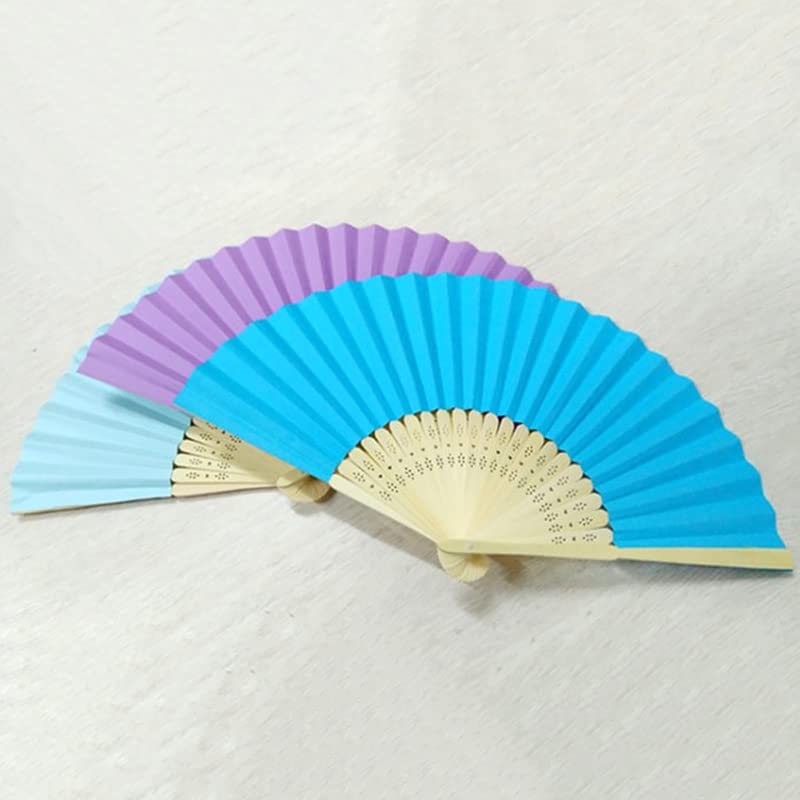 Folding Fan 7 Inch Hand Held Fan Folding Paper Fan Summer Pattern Folding Dance Wedding Party Lace Silk Folding Solid (Color : P)