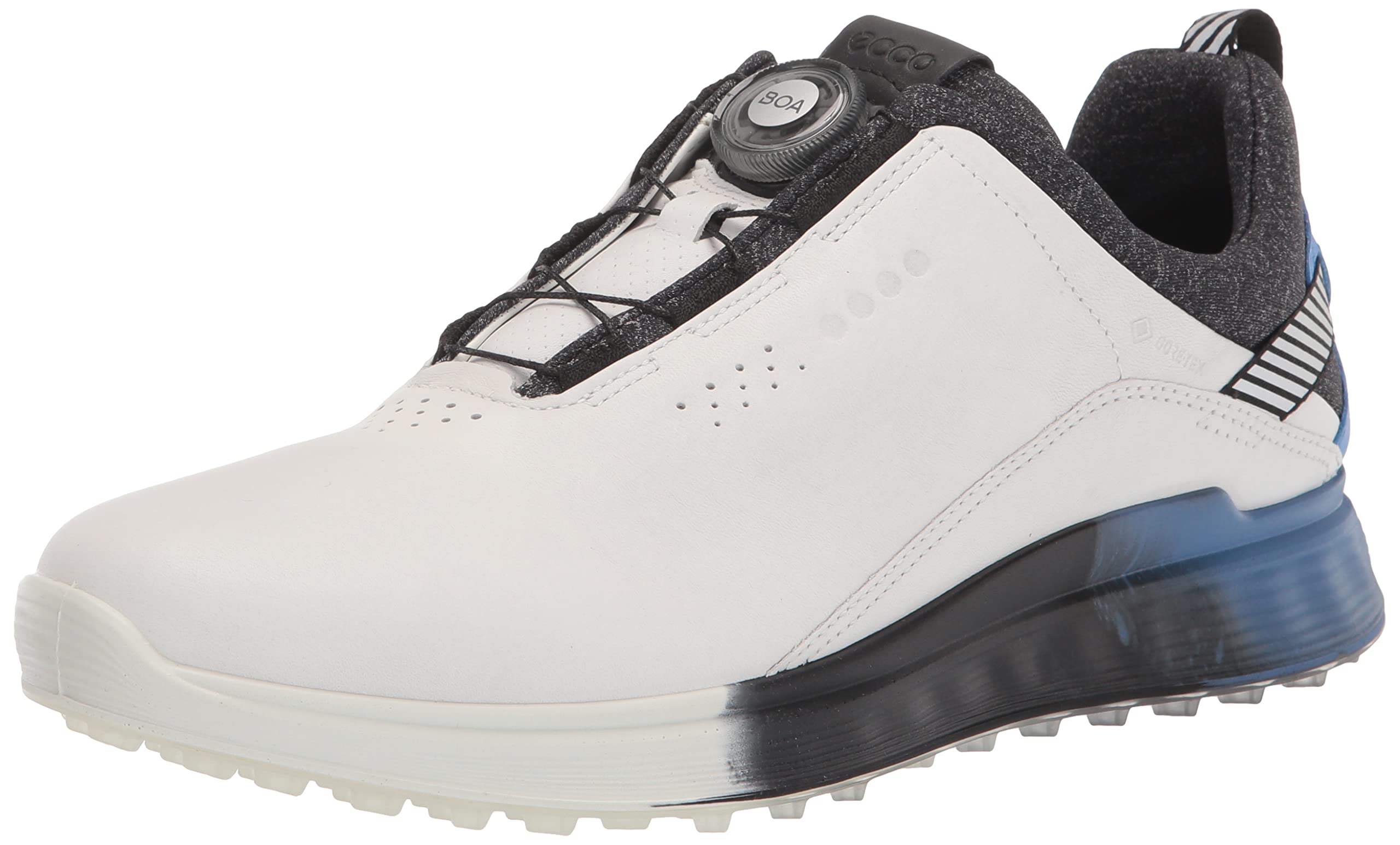 ECCO Men's S-Three BOA Gore-TEX Waterproof Hybrid Golf Shoe, White/Regatta, 6-6.5