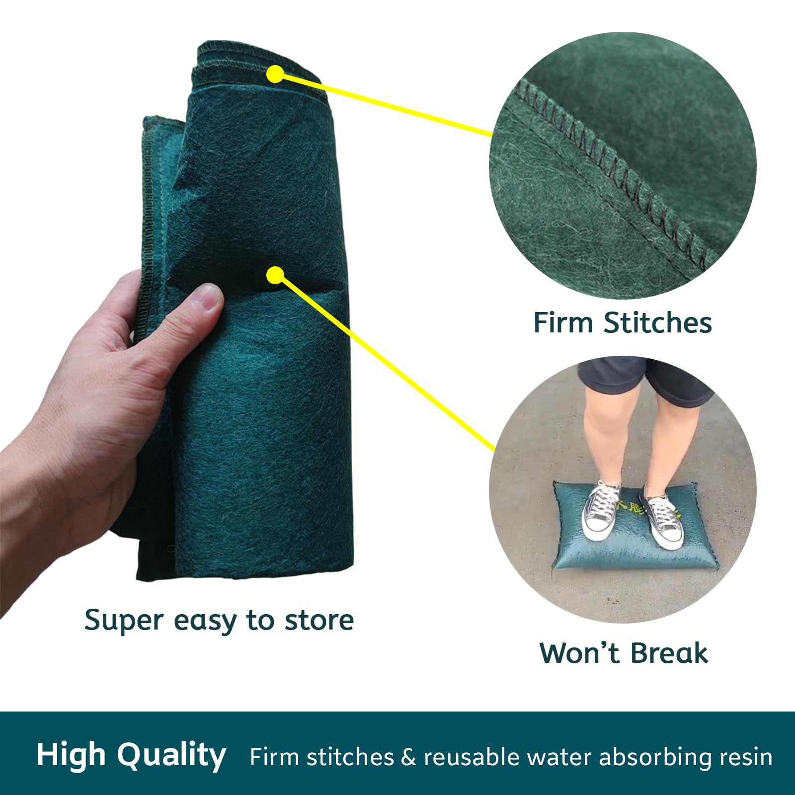 Flibyt 5FT Water Activated Flood Barriers for Home Door, Sandless Sand Bags for Anti Flood Control, Alternative Sandbag for Rain Protection, Absorbent Prevention for Garage & Basement (2-Pack)