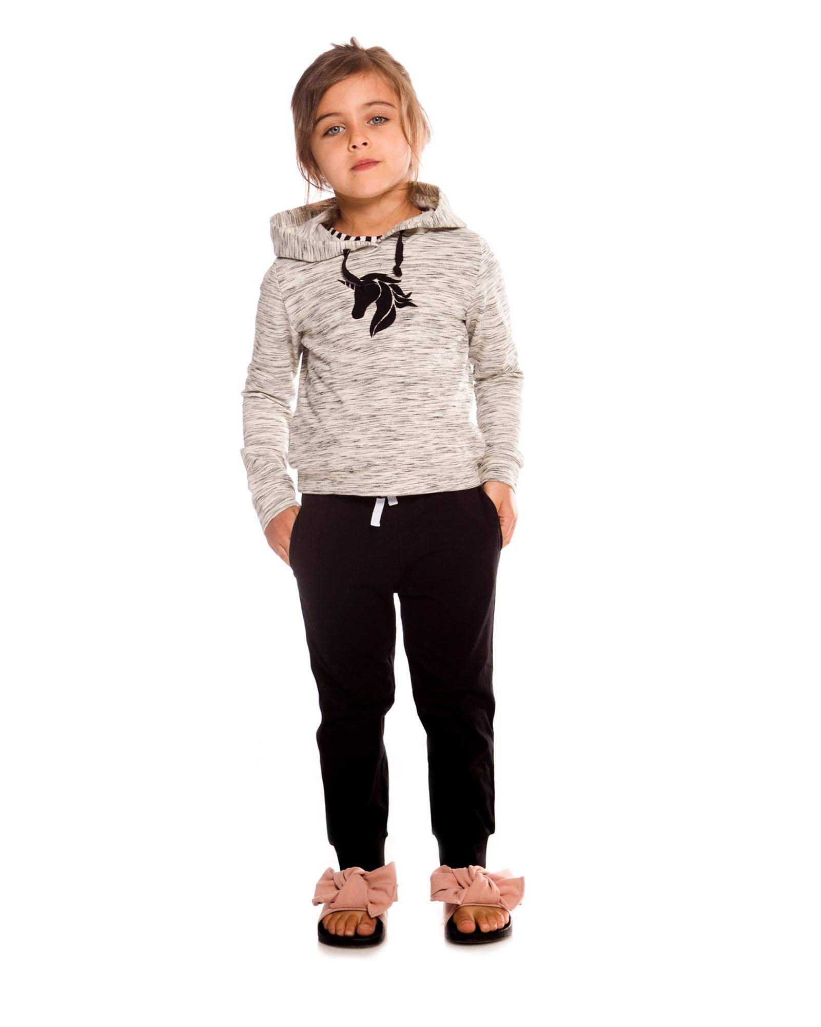 Deux par Deux Girls' Sweatpants Unicorn Hype, Sizes 5-12 - 12 Black