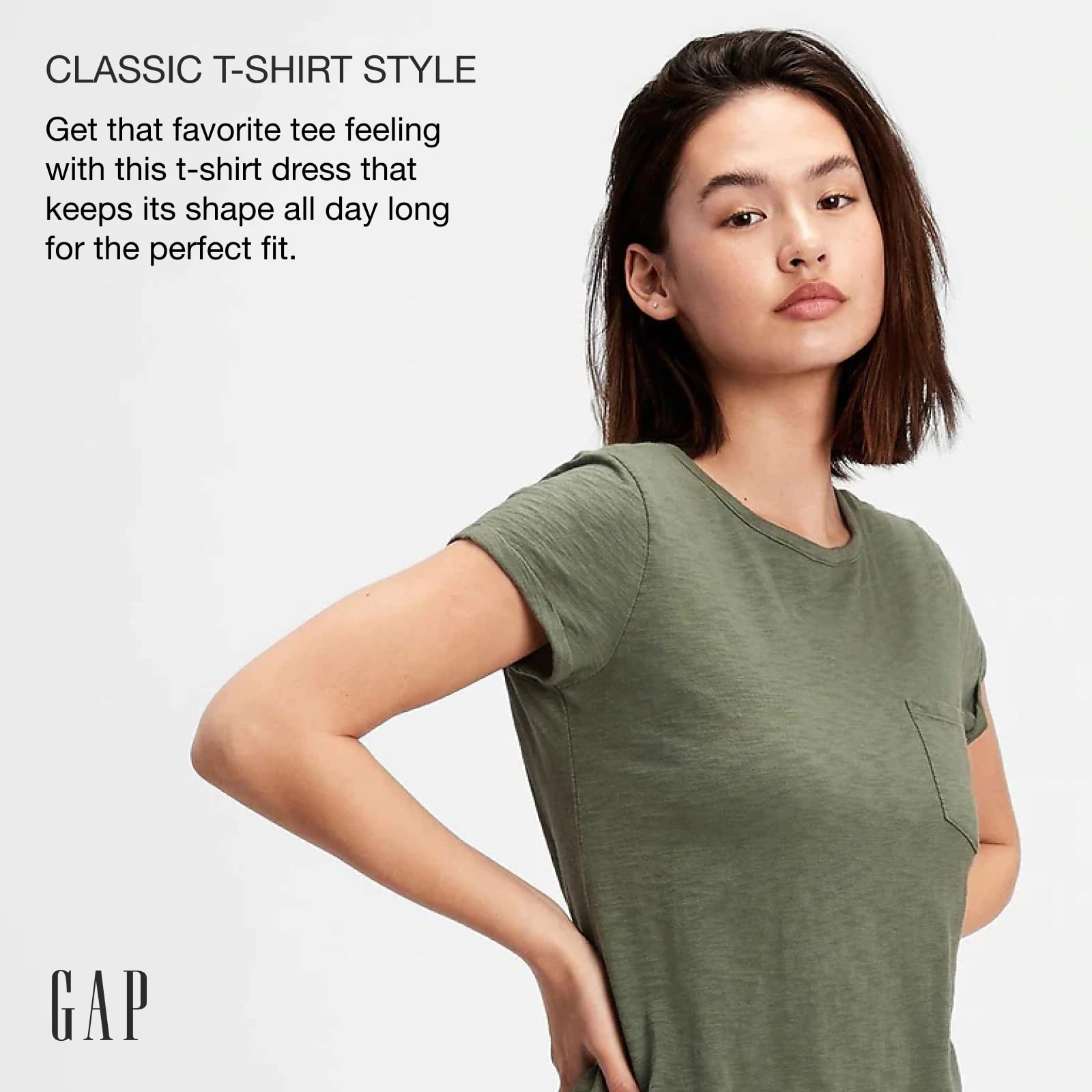 GAP Womens Pocket T-Shirt Dress True Black