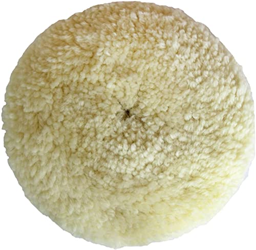 Wool Buffing Pad Kit 7Inch 3PCS, 100% Natural Wool Car Auto Hook and Loop Grip Buffing Pad for Compound Cutting & Polishing for Car,Boats, Trucks and RVs Polishing Motorcycle Washing Machine