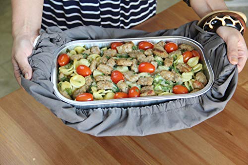 Grand Fusion 2 In 1 Casserole Carrier And Dish Towel For Kitchen, Machine Washable Kitchen Towels, Can Be Converted To Casserole Carrier For Hot Or Cold Food, Gray, Pack Of 1