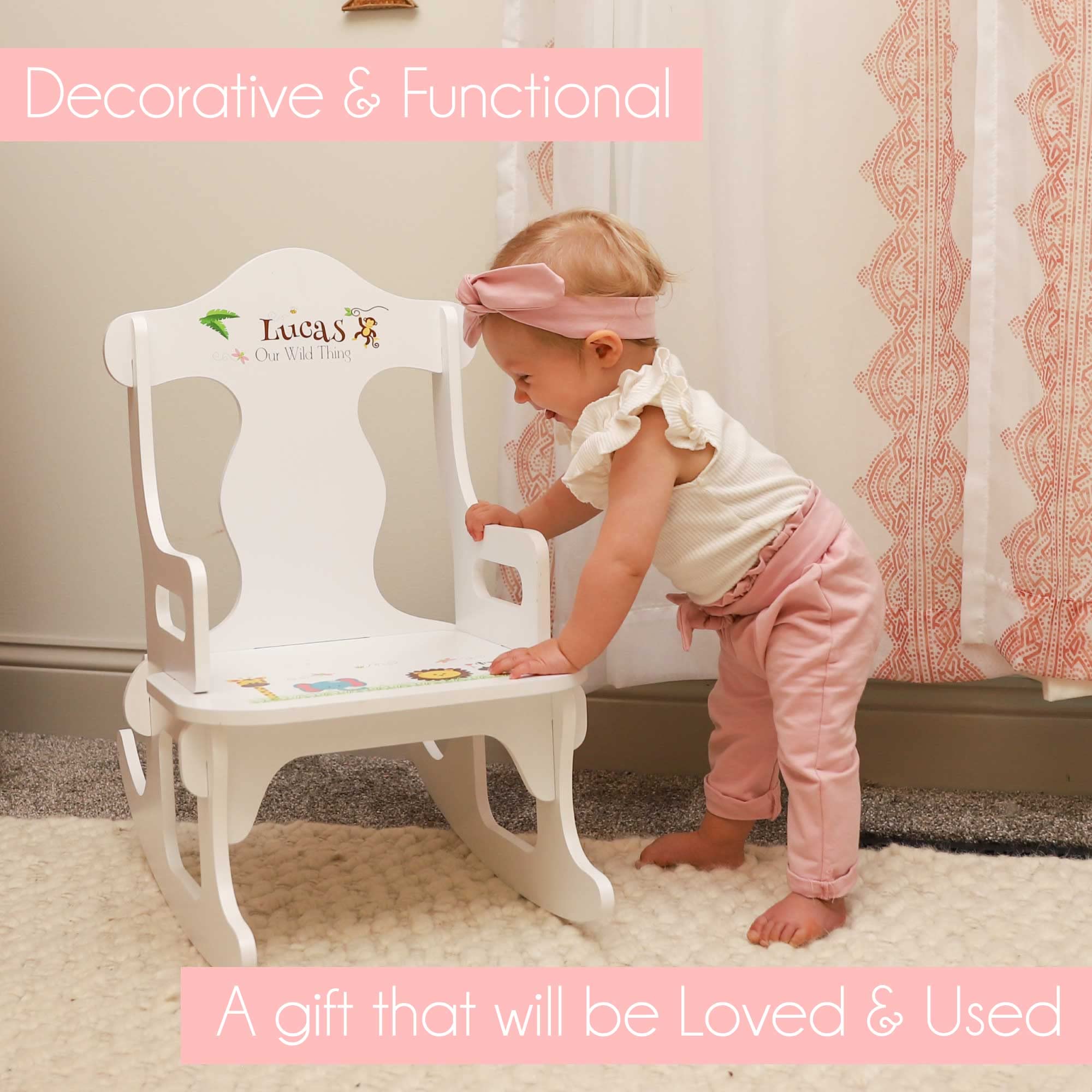 My Bambino Personalized Puzzle Rocking Chair Toddler Girls Rocker Boho Child's Tribal Arrows