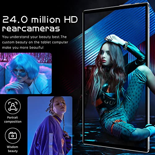deriny PA13 10 inch Android Tablet,1080p Full HD,Long Lasting Battery,Dual Camera,6GB RAM 128GB ROM,Dual SIM,WiFi,GPS,Bluetooth,Fire HD Kids Tablet,Widely Compatible with App(Silver)