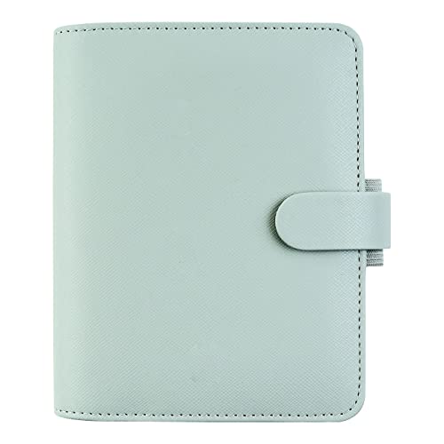 Filofax Saffiano Organizer, Pocket Size, Granite - Cross-Grain, Leather-Look, Six Rings, Week-to-View Calendar Diary, Multilingual, 2022 (C028812-22)