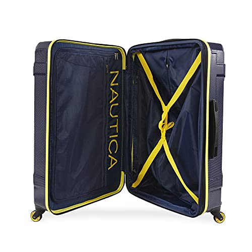 Nautica Maker Hardside Spinner Luggage, Navy/Yellow, Checked-Large 29-Inch