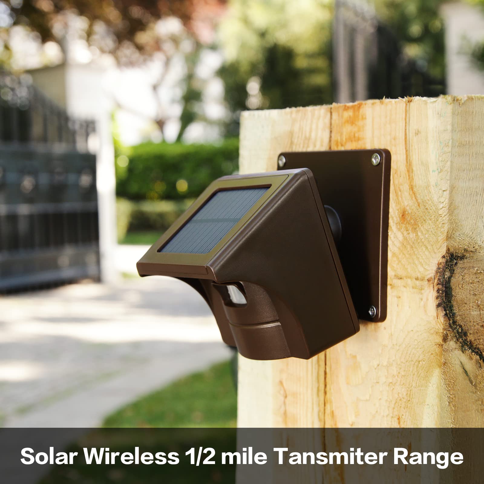 eMACROS HS002 Pro 2 Smart Wireless Driveway Alarm with Phone App,1/2 Mile Solar-Powered Motion Sensor, App for Remote Arm/Disarm & Schedule Alerts & 27 Optional Chimes,1 Receiver and 1 Sensor