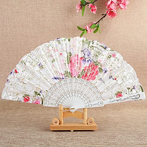 Folding Fan Vintage Pattern Chinese Style Hand Held Fans Silk Plastic Folding Fans Summer Wedding Party Fan Elegant Pattern Pocket Gift (8) (4)