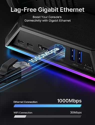JSAUX RGB Docking Station for Steam Deck & ROG Ally, 8-in-1 Steam Deck Dock with HDMI 2.0 4K@60Hz, Gigabit Ethernet, USB-C 3.0, Dual USB-A 3.0, USB 2.0 and 100W USB-C Charging Port-HB0801(Black)
