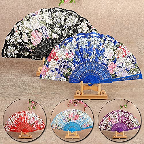 Folding Fan Vintage Pattern Chinese Style Hand Held Fans Silk Plastic Folding Fans Summer Wedding Party Fan Elegant Pattern Pocket Gift (8) (1)