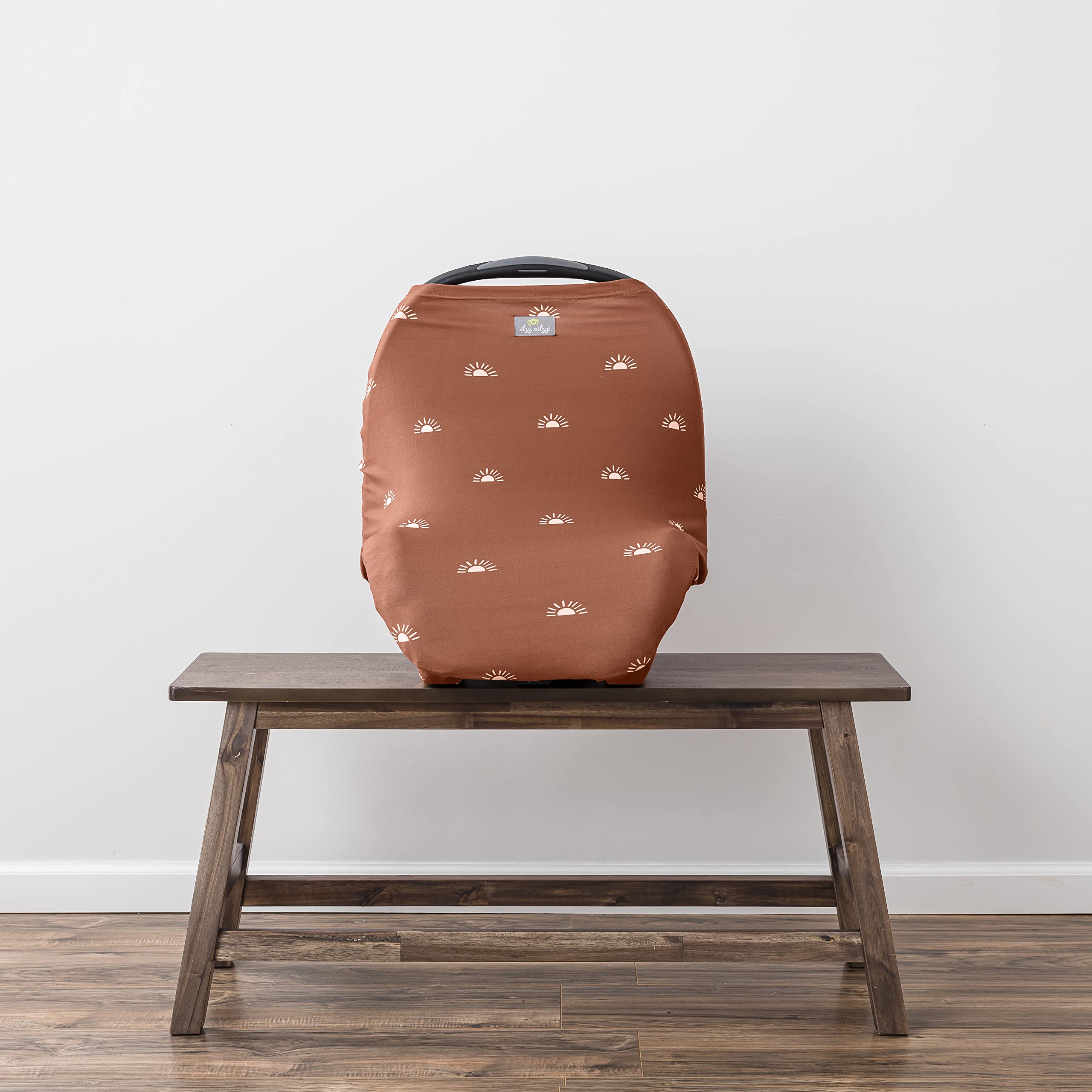 Itzy Ritzy 4-in-1 Nursing Cover, Car Seat Cover, Shopping Cart Cover & Infinity Scarf โ Breathable, Multi-Use Nursing Cover Up for Breastfeeding, Carseat Canopy & Stroller Cover (Terracotta Sunrise)