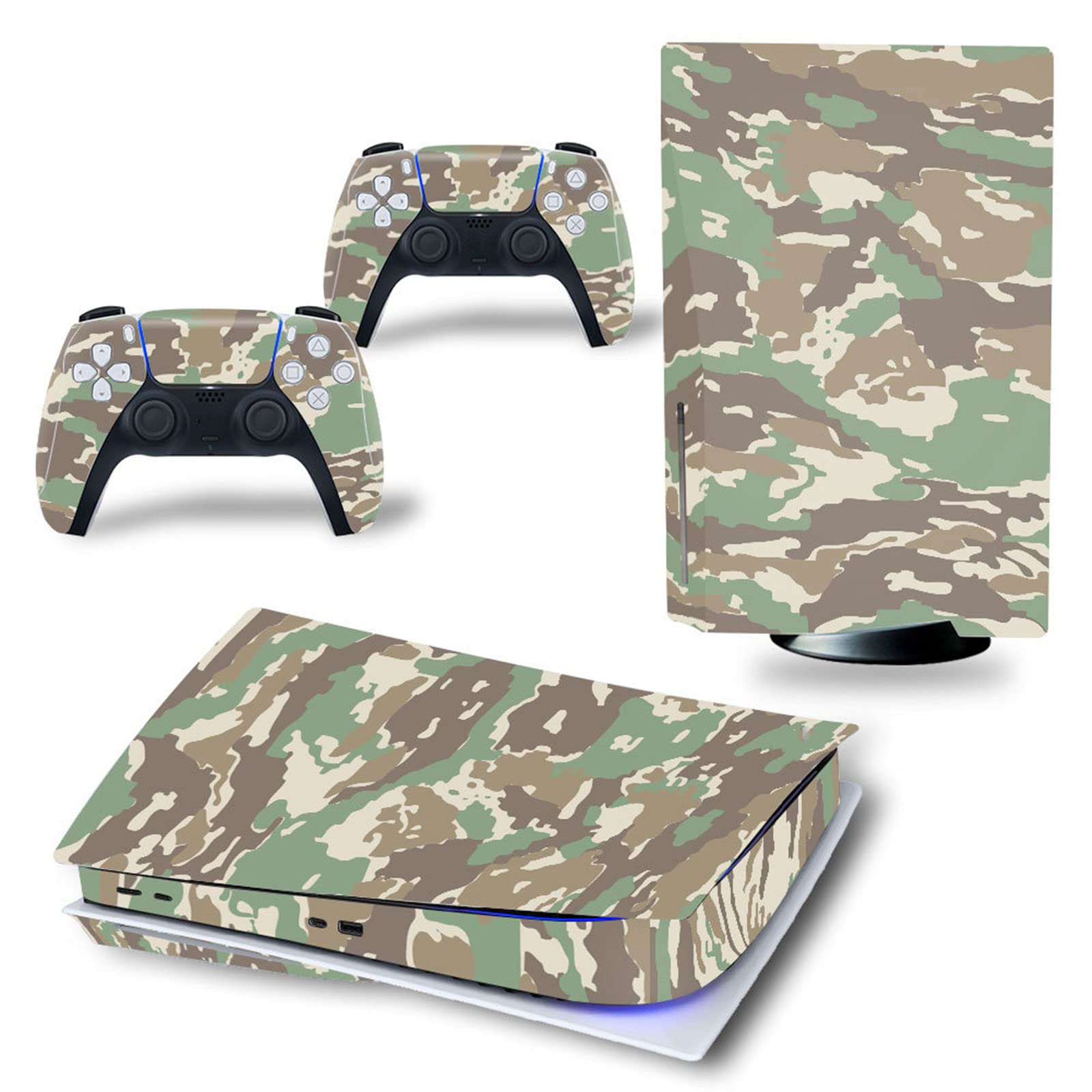 Guugoon Camouflage Starry Sky Full Set Skins Compatible with Ps5 Console Controller Disc Edition, Vinyl Decal Stickers for Ps5 Console Disc Edition,11