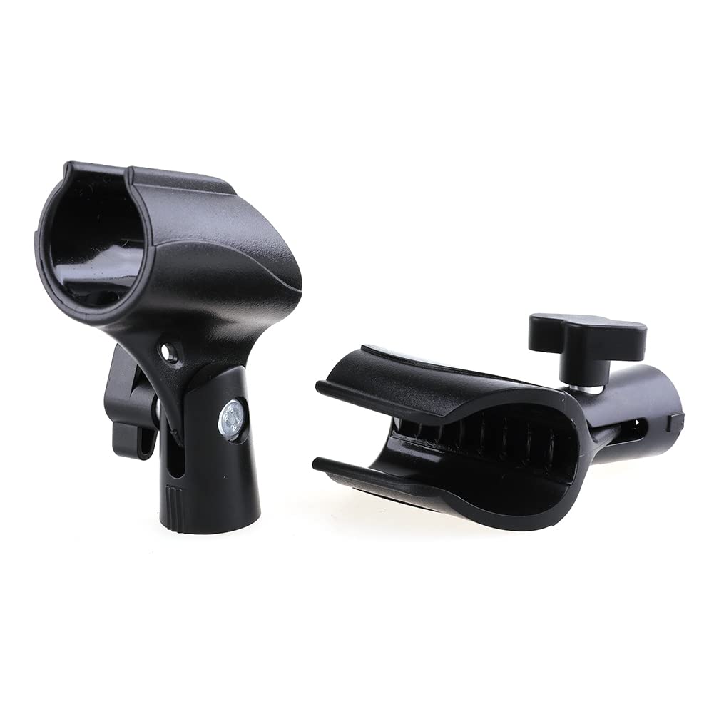 ZRAMO 2PC Stands Black Mic Clip for Microphone Mic Clip Holder for Mic Stand with 5/8" Male to 3/8" Female Adapter, 2-pack