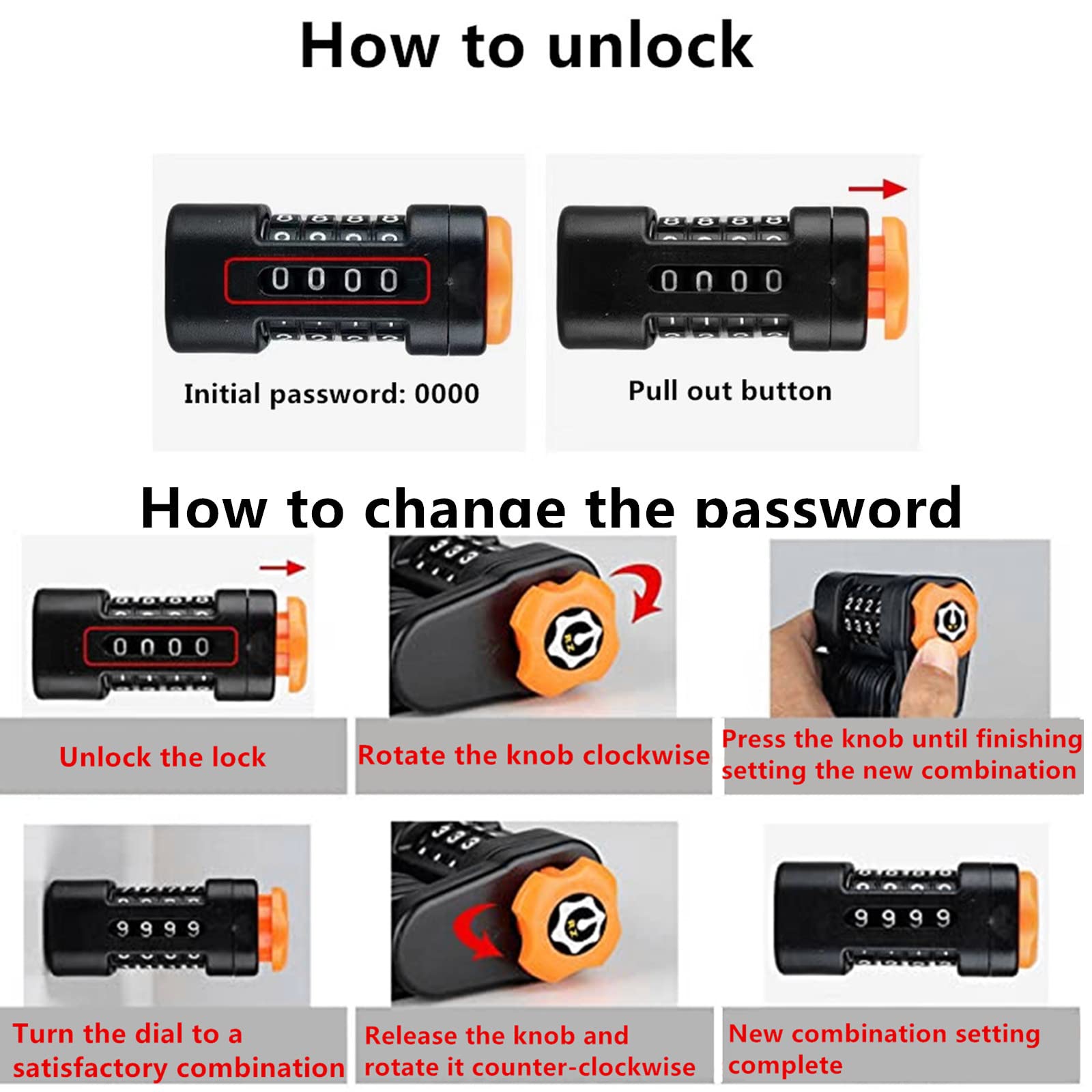 Folding Bicycle Combination Lock, Mountain Bike Lock, 4-Digit Password Anti-Theft Bicycle Lock, Bicycle Safety Combination Chain Lock