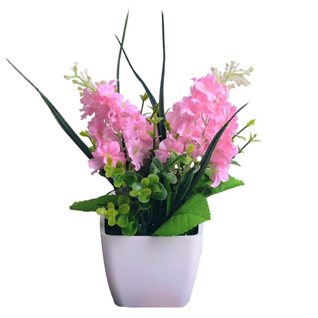 Dserw Artificial Flowers, Artificial Hyacinth Mini Potted Plants, Garden Office Cafe Wedding Party Desktop Fake Flower Pot Decoration