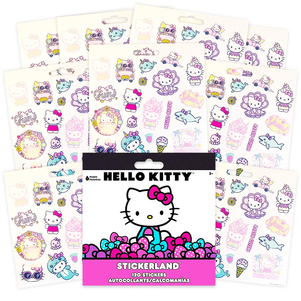 Hello Kitty Backpack Lunch Box for Girls, Kids ~ 4 Pc Bundle with 16" Pink Hello Kitty School Bag, Lunch Bag, Stickers, More (Hello Kitty School Supplies Stuff)