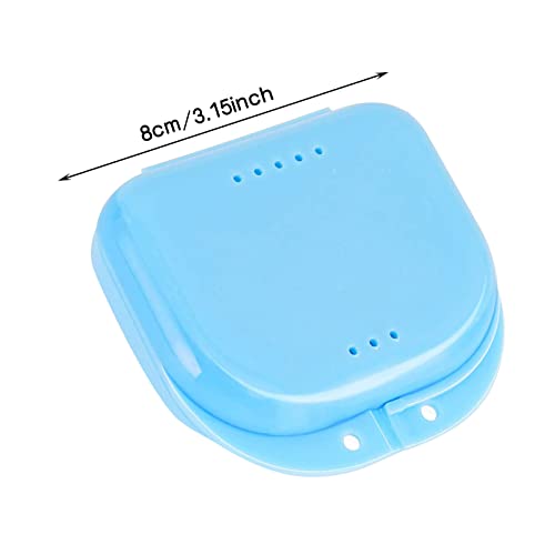 Retainer Case with Vent Holes Denture Box Mouthguard Container Mouthpiece Aligner Case with Hinged Lid Snaps for Office Travel Household Airtight Containers (Blue, One Size)