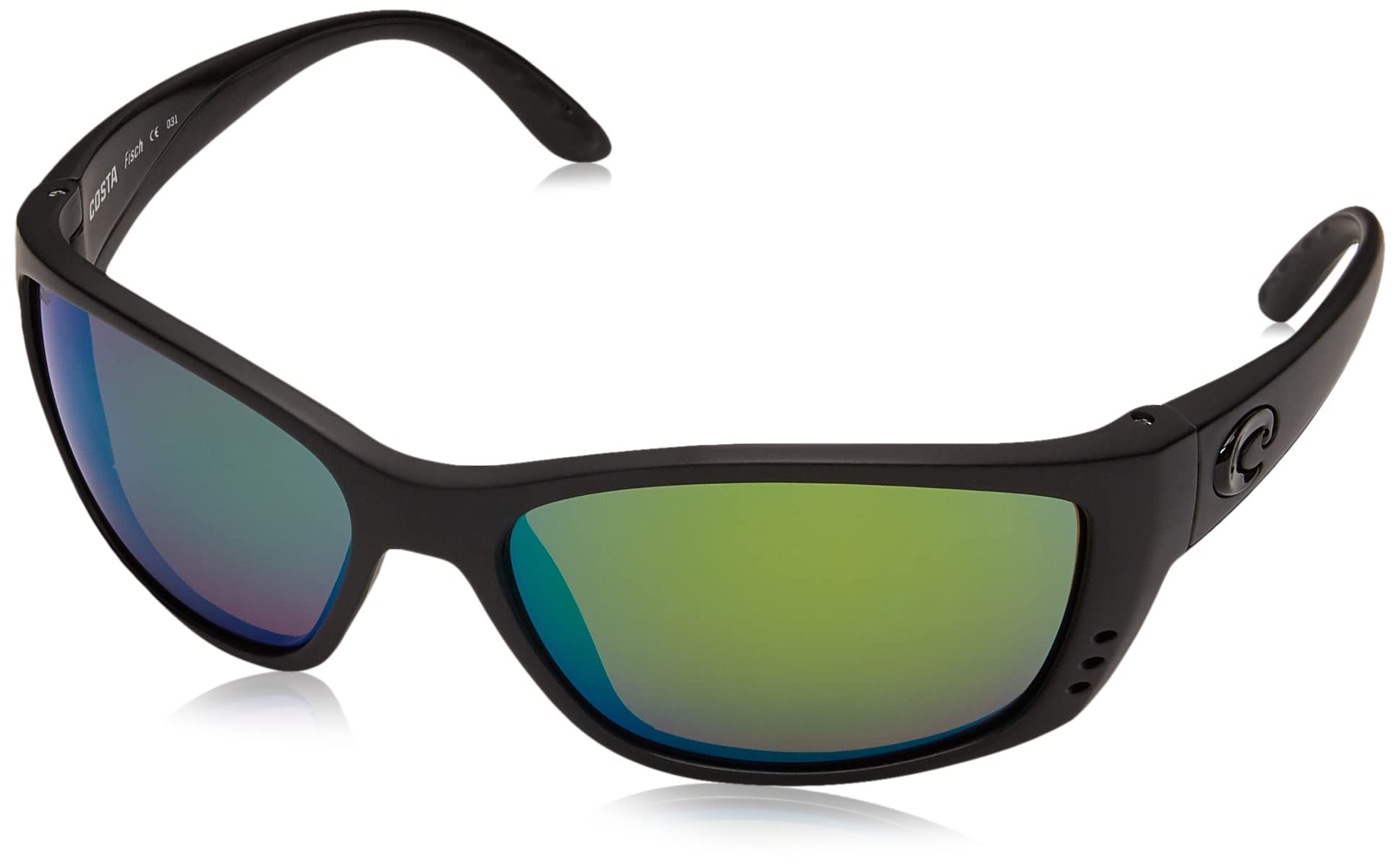 Costa Del Mar Mens Fisch Rectangular Sunglasses, Blackout/Copper Green Mirrored Polarized-580G, 64 mm