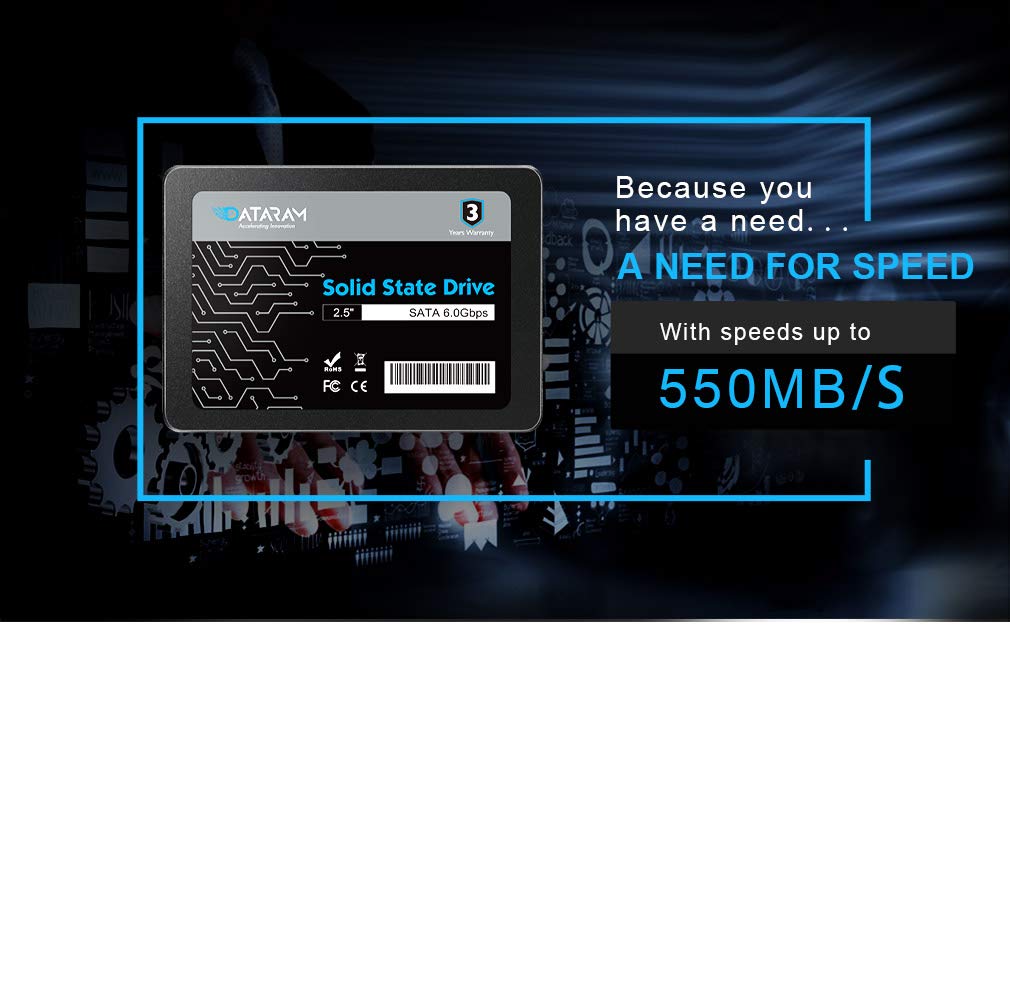 Dataram 2.5" SSD, 6.0 Gbps SATAIII Solid State Drive High Speed Read & Write (1TB)
