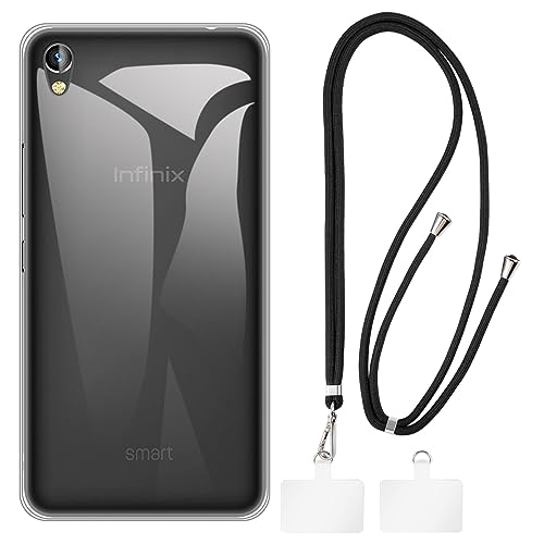 Shantime Infinix Smart X5010 Case + Universal Mobile Phone Lanyards, Neck/Crossbody Soft Strap Silicone TPU Cover Bumper Shell for Infinix Smart X5010 (5”)