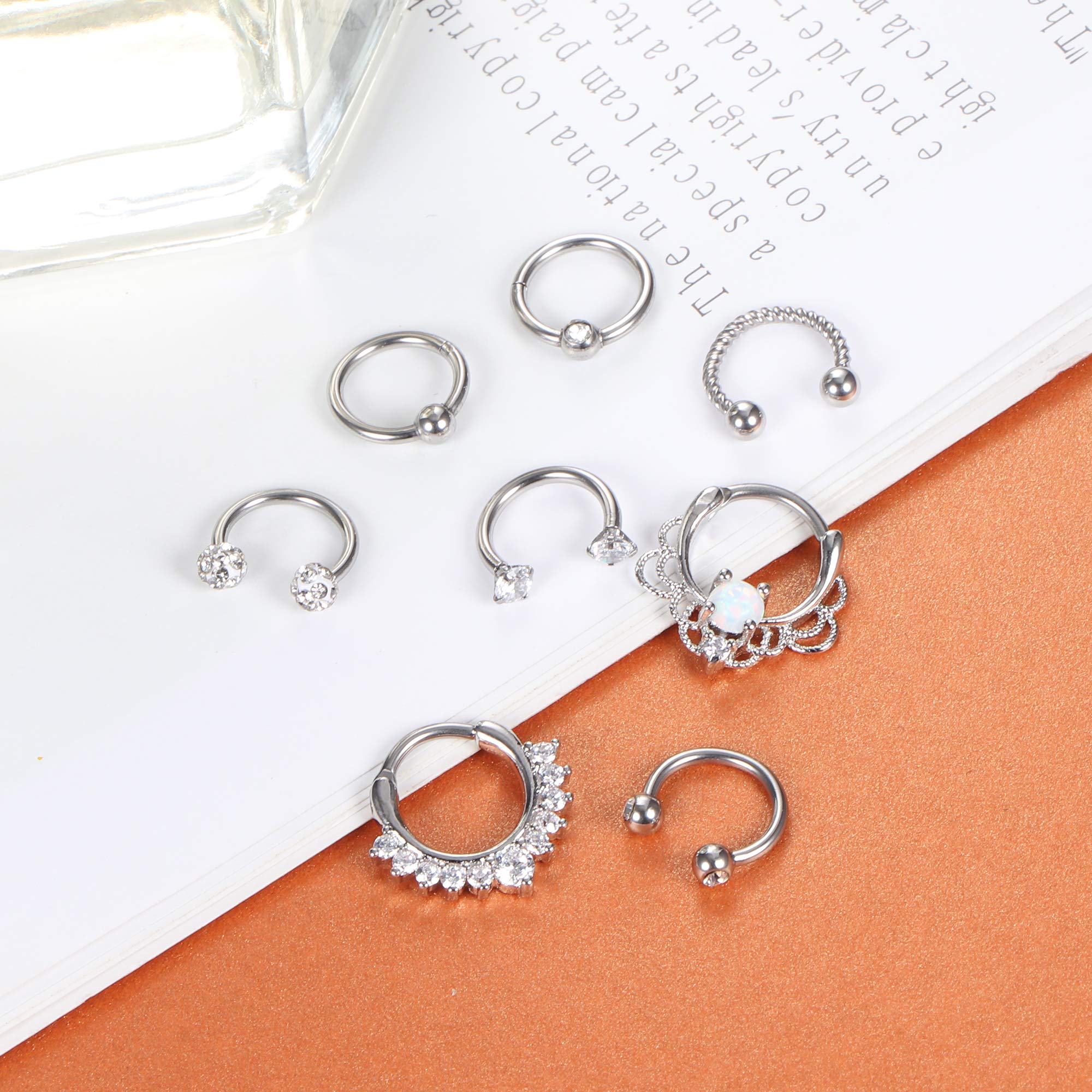 Drperfect Septum Rings 16G Stainless Steel Septum Clicker Daith Rook Helix Tragus Septum Piercing Jewerly