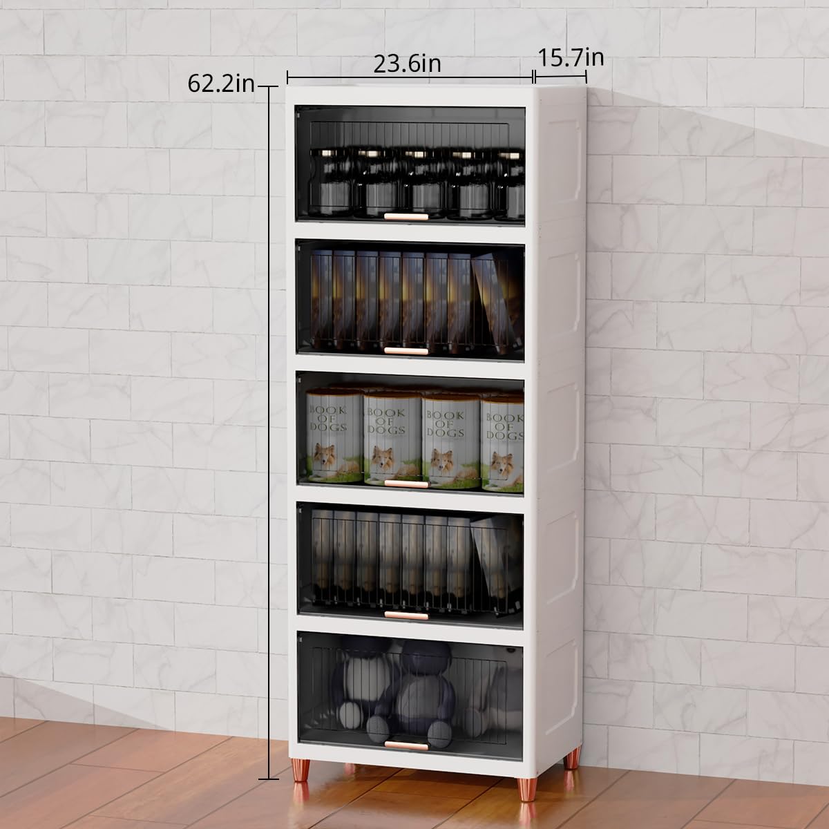 MQmaiqing Storage Bins with Lids, Plastic Storage Bins, 100Gal 5-Tier Clear Storage Bins, Clothes Storage Bins, Pantry Organizers and Storage, Large Storage Bins, Flip Open Storage Bins, 23.6in Long