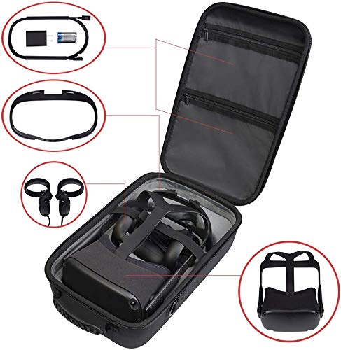 DEWVIE Hard Travel Case for Oculus Quest VR Gaming Headset and Controllers Accessories Waterproof Shockproof Carring case
