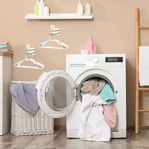 LINFIDITE 2 Pack Clothes Hanger Organizer Hanger Storage Organizer Stacker Double Layers Foldable Hanger Holder Rack Wall Mounted Clothes Hanger Clips Organizer for Laundry Room Balcony Bathrooms,Grey