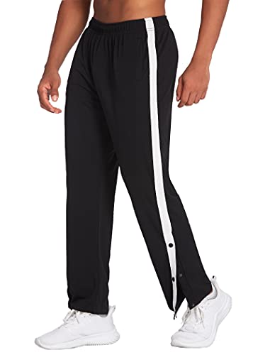Deyeek Mens Wide Leg Sweat Pants Open Bottom Baggy Athletic Pants with Drawstring Lightweight Warm-Up Sweatpants Black