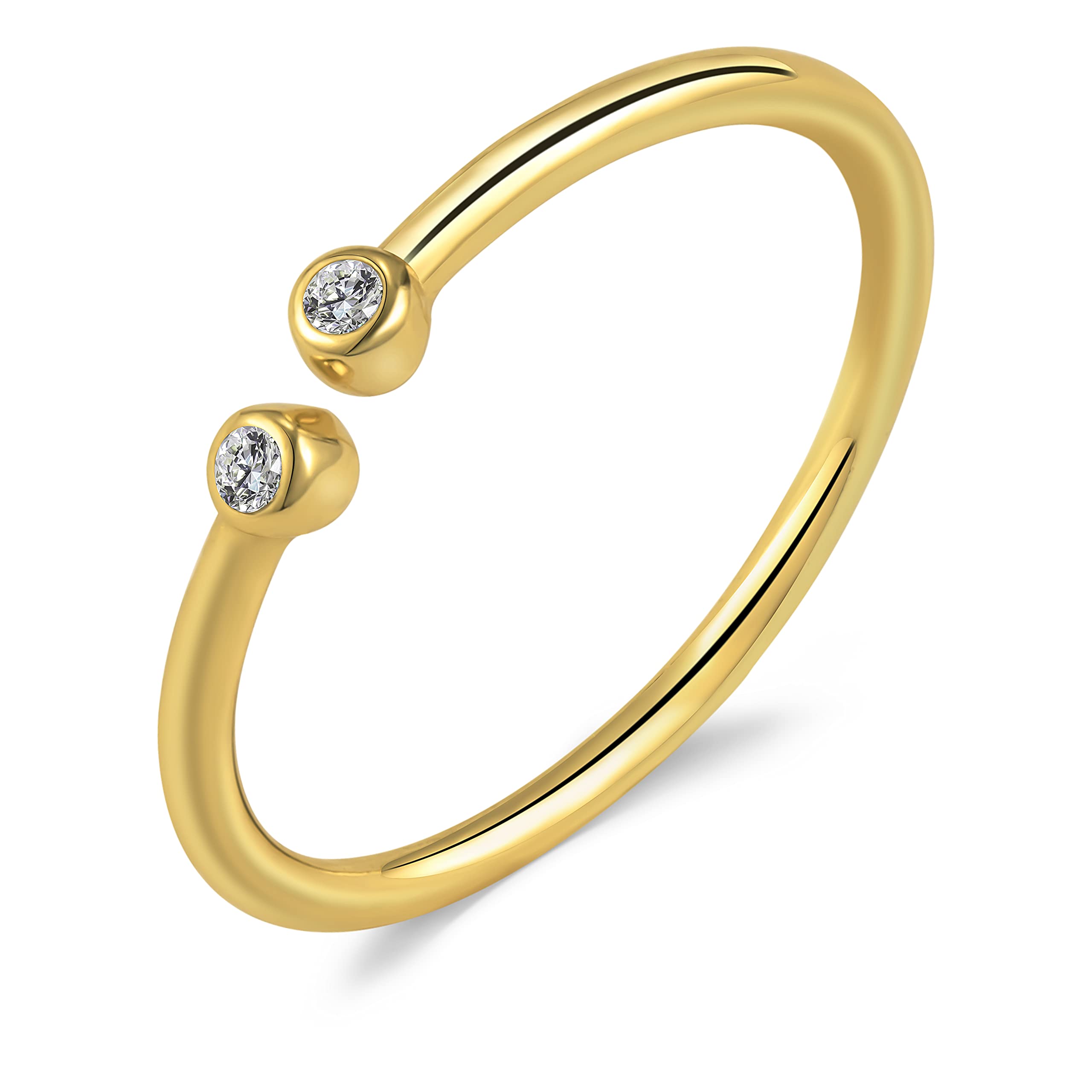 Cowlyn Open Adjustable Ring Gold 925 Silver Stackable Eternity Band Trendy Eternity Jewelry for Women (with Gift Box)