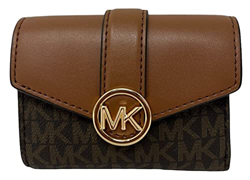Michael Kors Carmen Women's Medium Bifold Wallet Flap Brown Signature Logo