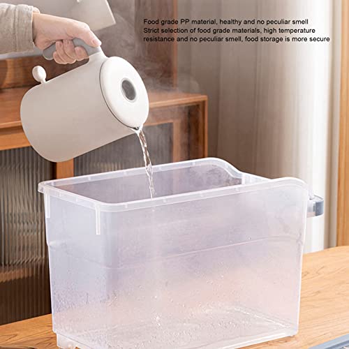 Kitchen Food Container, Food Grade PP Rice Storage Box Transparent 10kg Bottom Pulley Sealed Dishwasher Safe with Measuring Cup for Restaurant(Brown)