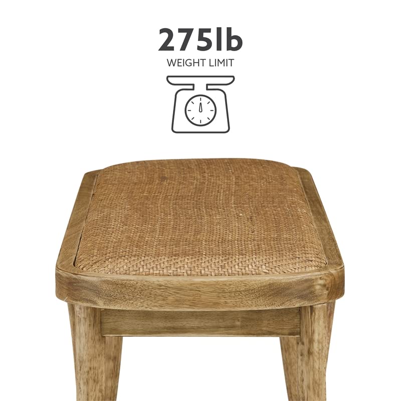 Linon Dallas Wood and Rattan Bentwood Bench in Brown