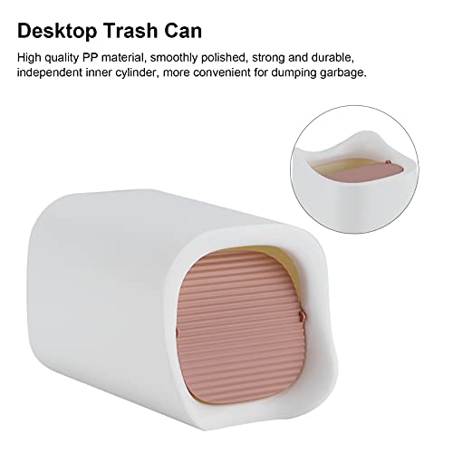 plplaaoo Plastic Mini Desktop Trash Can with Shake Lid, Trash Can, Novel Cute Mini Trash Storage Bin, Trash Basket, Plastic Mini Wastebasket Trash Can for Office Dormitory Vanity Tabletop Home(White)