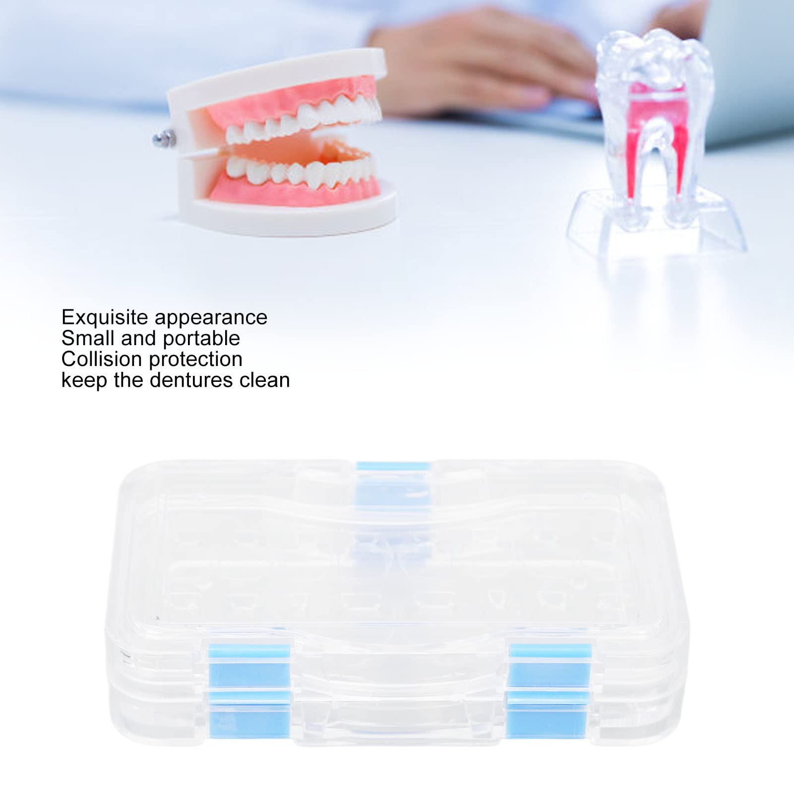 Dioche Denture Case Box, Transparent Denture Box, Membrane Tooth Box Reusable Dental Film Veneer Box with Hole for Clinics Transparent for Travel, Cleaning, Store